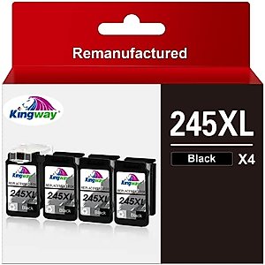 KINGWAY 245XL Black Remanufactured Replacement for Canon 245 Black Ink PG-245 Black 245XL PG-243 Ink Cartridge for Pixma MX490 TS3120 (4-Black)