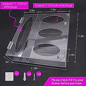 Bag Storage Organizer, Acrylic Food Storage Bag Organizer, Clear Bag Storage Organizer for Solimo, Hefty, Glad, Compatible with Gallon, Slider Quart, Freezer, Sandwich, Snack