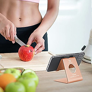 Toiyason Cell Phone Stand Desk Phone Holder, Cradle, Dock, Compatible with All 4-8inch Phones, Office Kitchen Traveling Accessories T1 Rose Gold