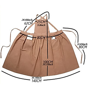 Achsoo Waterproof Women Florist Apron Gardening Coffee Shops Kitchen Apron for Cooking Baking Cleaning Restaurant Stylish Design Apron with Pockets (Blue-A)