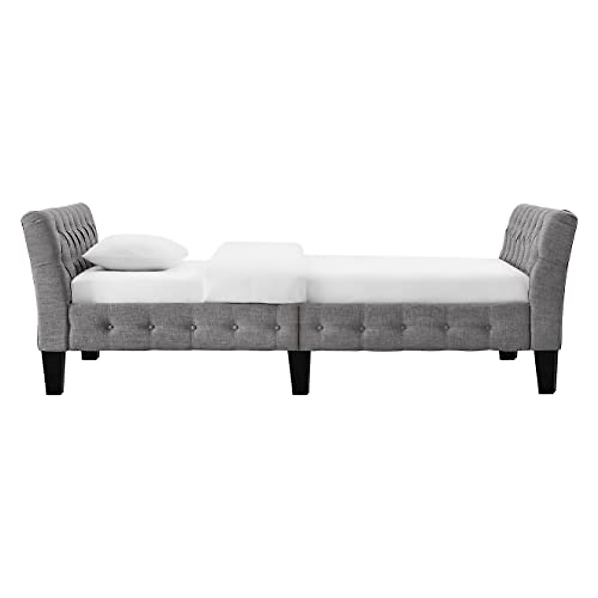 Rosevera Roche Upholstered D11 Button Tufted Fine Polyester Easy aseemble with Wooden Legs Twin Size Daybed Sleeper Couch for Living Room Bedroom, Dove Gray
