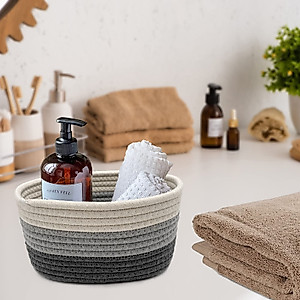 Zalaxt Cotton Rope Storage Baskets, 3 Pcs Woven Baskets for Storage for Organizing Baby Diaper and Toys Boho Storage Basket, Nursery Storage Bin