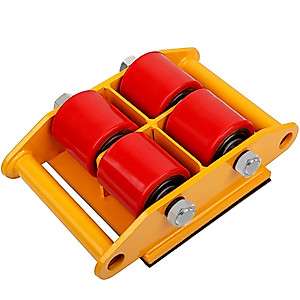 Machinery Skates Heavy Duty 13200LBS/6T Machinery Moving Skates with 360° Rotation Cap and 4 PU Wheels Dolly Skates for Heavy Duty Industrial Moving Equipment, Yellow