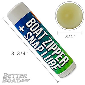Zipper Wax & Zip Lube Marine Grade Zipper Lubricant Stick Zipper Lubricate with Ease Boat, Canvas, Bimini Snap, Metal Zippers, Jackets, Coolers, Vinyl Panels, Wetsuit & Drysuit No Oil & Graphite Mess
