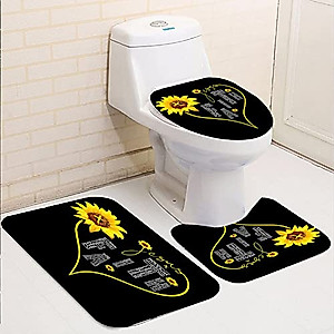 Stocauoi Sunflower 4-Piece Set Shower Curtains Waterproof, Creative 3D Shower Curtain Set, Non-Slip Rug, Toilet Lid Cover and Bath Mat, Bathroom Decoration 12 Hooks-36" X 72"