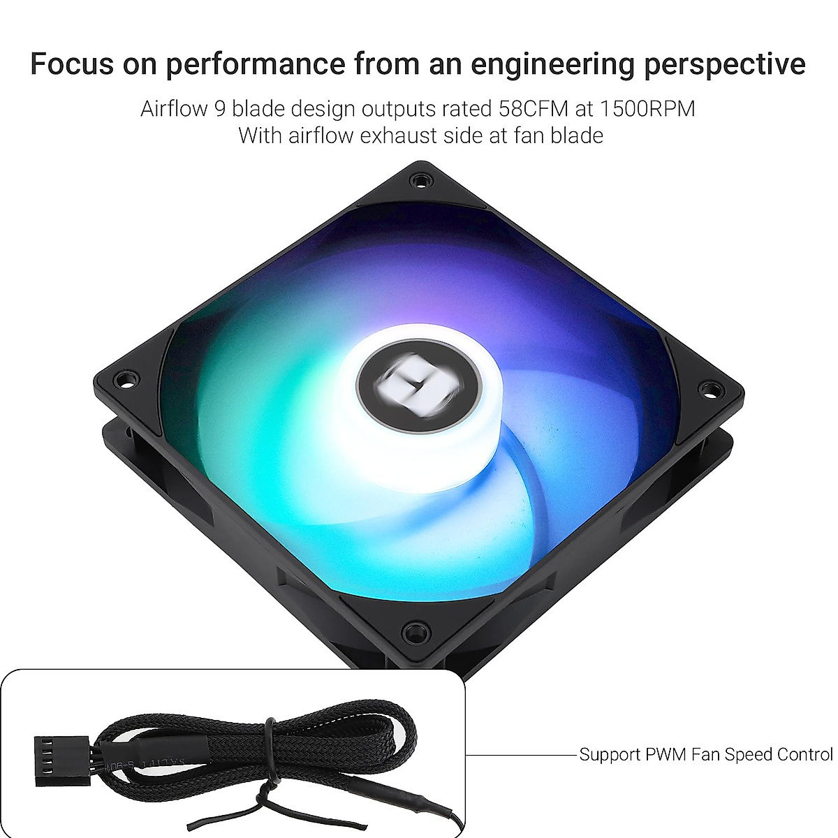 Thermalright TL-C12RB-S V2 CPU Fan Case Cooler PWM Fan, 4pin PWM Connector Computer Fan with ARGB Aperture, 1500RPM Speed PC Cooling Reverse Fan(120mm,Black)