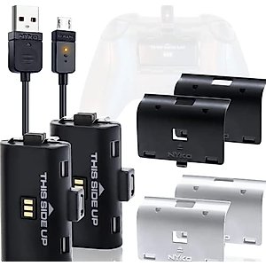 Nyko Xbox One Power Kit Plus - Rechargeable Battery Kit with 2 Batteries, Black & White Covers, 8-foot Micro-USB Charge Cable - Ultimate Xbox Accessories - Power, Cable, & Replacement Battery Doors