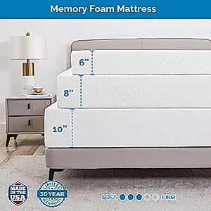IULULU Memory Foam Mattress 10 Inch Full Size, Medium Firmness Mattress with Fabric Cover, Gel Foam Infused, CertiPUR-US Certified, Suitable for College Dorm, White (CJ-M10-F)