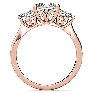 10K Solid Rose Gold Handmade Engagement Ring, 2 CT Princess Cut Moissanite Diamond Solitaire Bridal/Wedding Ring for Women/Her, Minimalist Ring Anniversary Ring For Gifts (4)