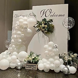 GBSAWER White Balloons w/Ribbon 100pcs 12 Inch White Latex Party Balloons for Birthday Wedding Bride Baby Shower Engagement Graduation Decorations
