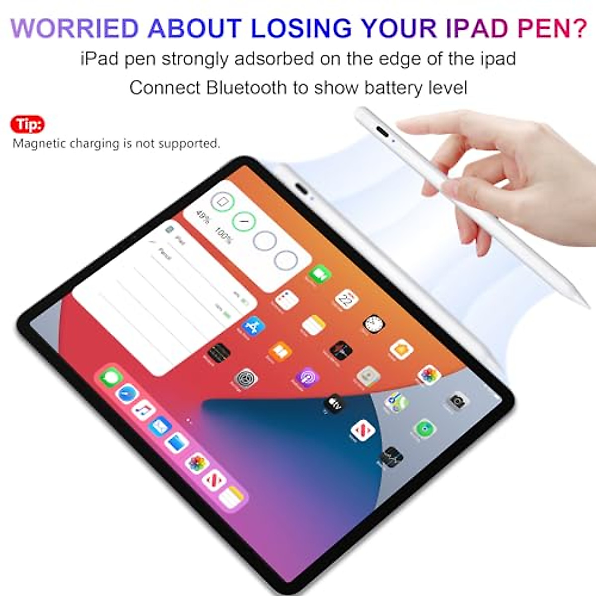 Pencil 1st Generation for iPad (USB-C 10 Min Quick Charge), Professional Student Pencil for iPad with Palm Rejection & Tlit, Stylus Pen for iPad 6-10, Air 3-5, Mini 5-6, Pro 12.9" 3-6, 11" 1-4