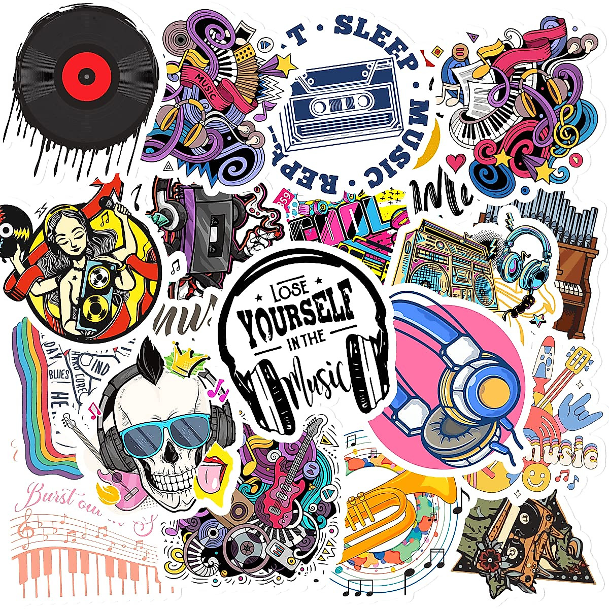 GOLEEX 20 Pack Pcs Waterproof Vinyl Classical Musician Bumper Sticker Items for Adults Female Musicians Music Lovers Decoration Funny Stickers Labels On Laptop Helmet Mobile Phone