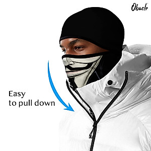 Obacle Balaclava Face Mask Men Women for Winter Cold Weather Ski Hunting (Men White Face Black Beard)