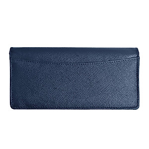 Zinda Genuine Leathers Women’s Wallet Flap Over Long Purse RFID Protection (Blue)