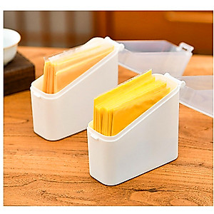 CREHNIL Cow Cheese Slice Holder Storage Container For Refrigerator Sliced Shredded Keeper Containers For Fridge (White)