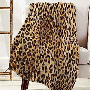 Throw Blanket Leopard Print Soft Plush Flannel Fleece Bed Blanket for Kids Adults, Warm Bed Throws for Bed Sofa Couch, Machine Washable 40x50 inches