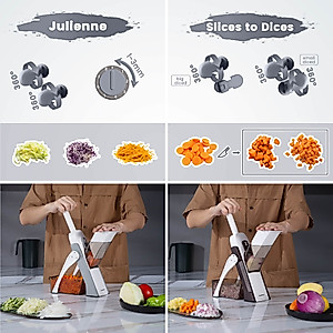 SUPMAKIN Safe Mandoline Food Slicer for Kitchen, Adjustable Potato Slicer,Vegetable Chopper, Mandolin Slicer, French Fry Cutter, 5 in 1 Chopping Artifact for Kitchen Chef Meal Prep