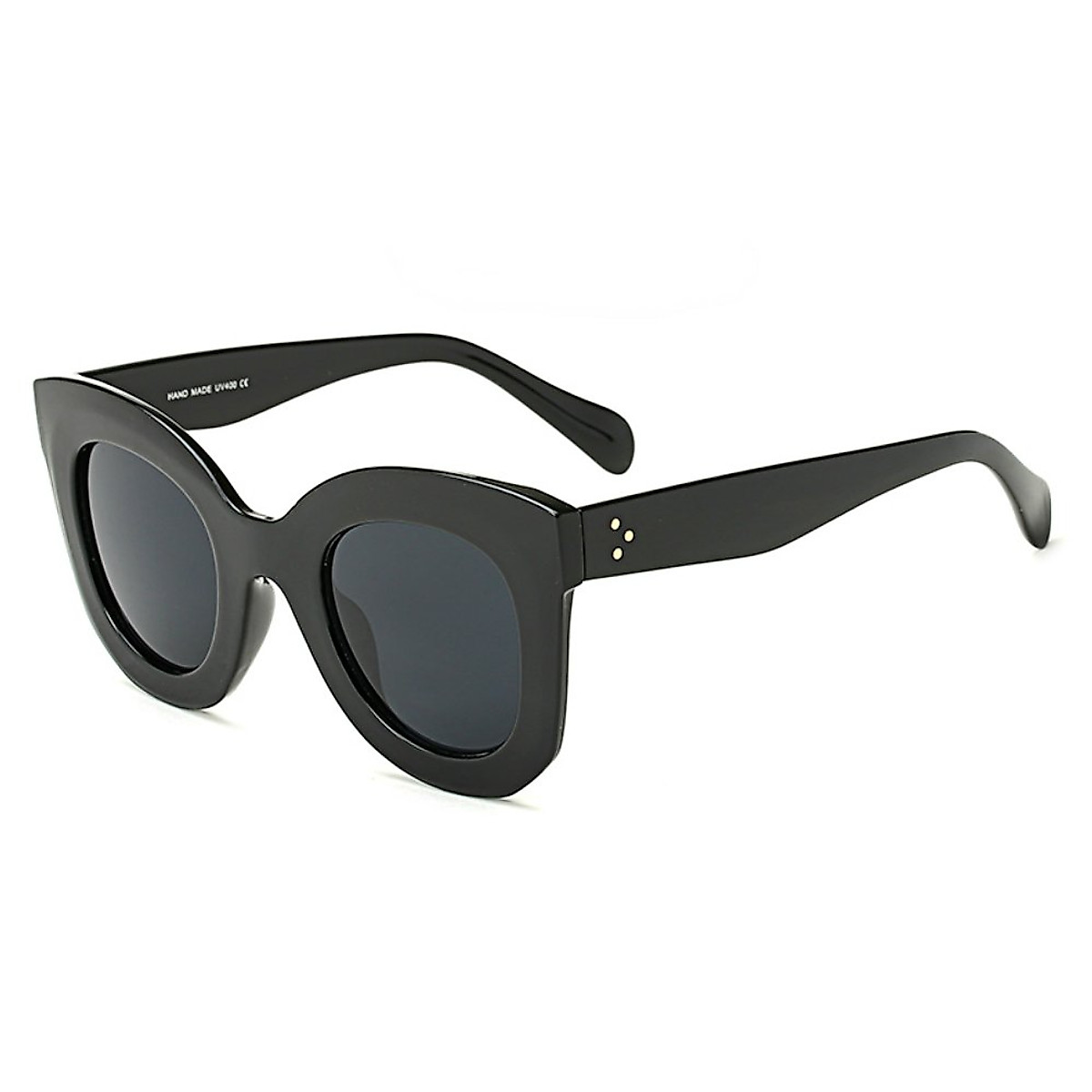 Freckles Mark Thick Fashion Butterfly Sunglasses for Women Trendy Round Cat Eye Sun Glasses (Black, 45)