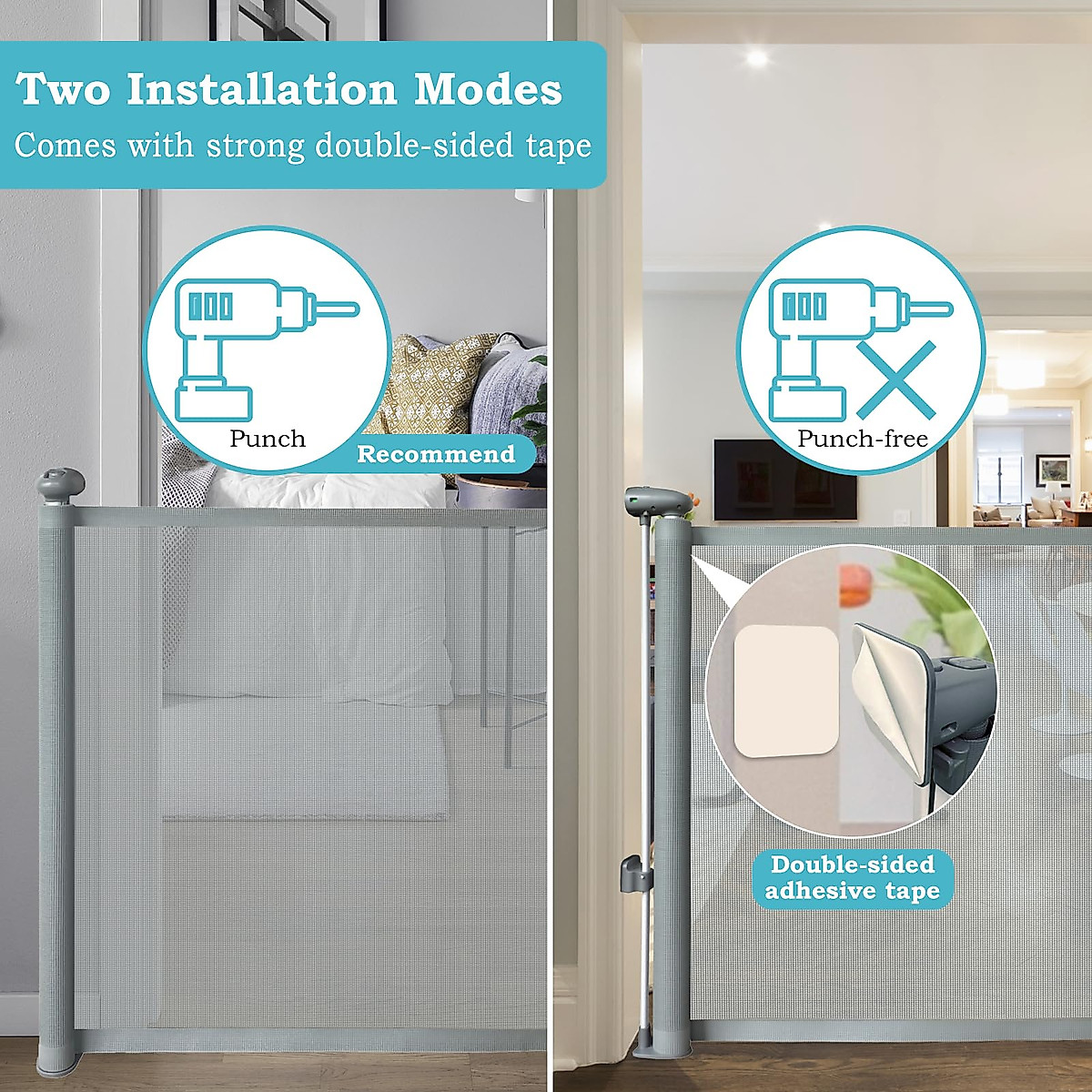 126 Inches Extra Wide Retractable Baby Gates for Large Openings, Sunnycome Extra Wide Baby Gate for Stairs, Doorways, Extra Long Dog Gates for Indoor, Outdoor, Child Gates for Wide Openings(Gray)