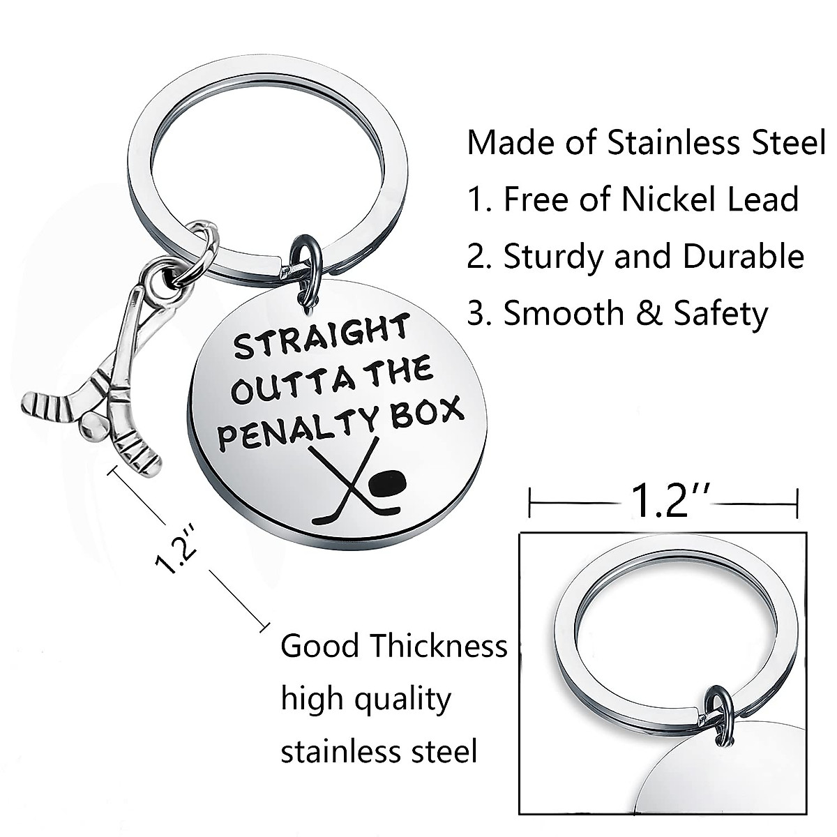WSNANG Funny Ice Hockey Keychain Hockey Player Gift Straight Outta the Penalty Box Hockey Lover Gifts Keychain (SILVER)