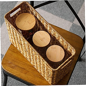 Magazine Newspaper Basket Brackets for Shelves Weaving Books Woven Basket Narrow Magazine Basket Book Basket Rattan Woven Decorative Basket Vegetables Holder Handled Basket