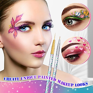 12 Pieces Eyeliner Brushes Set, Slanted Makeup Gel Eyeliner Brush Line Fine Bent Eyeliner Brush Pointed Round Makeup Brush Angled Eyeliner Makeup Tool for Girls Women Cosmetic Applicators