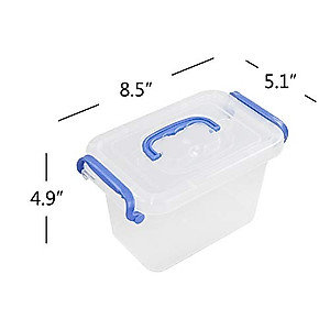 Eagrye 1.5 L Mini Plastic Storage Box, Clear Storage Bin with Handle, 6-Pack, F