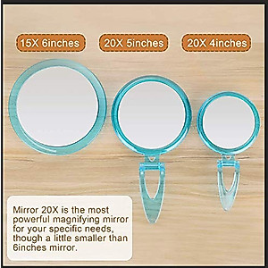5Inch,20X Magnifying Mirror, Two Sided Mirror, 20X/1X Magnification, Folding Makeup Mirror with Handheld/Stand,Use for Makeup Application, Tweezing, and Blackhead/Blemish Removal. (Blue)