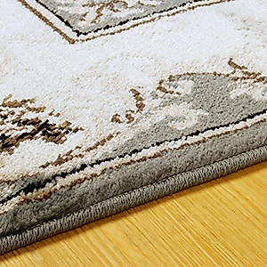 SUPERIOR Traditional Oriental Floral Polypropylene Indoor Area Rug or Runner with Jute Backing, 2'7" x 8', Beige