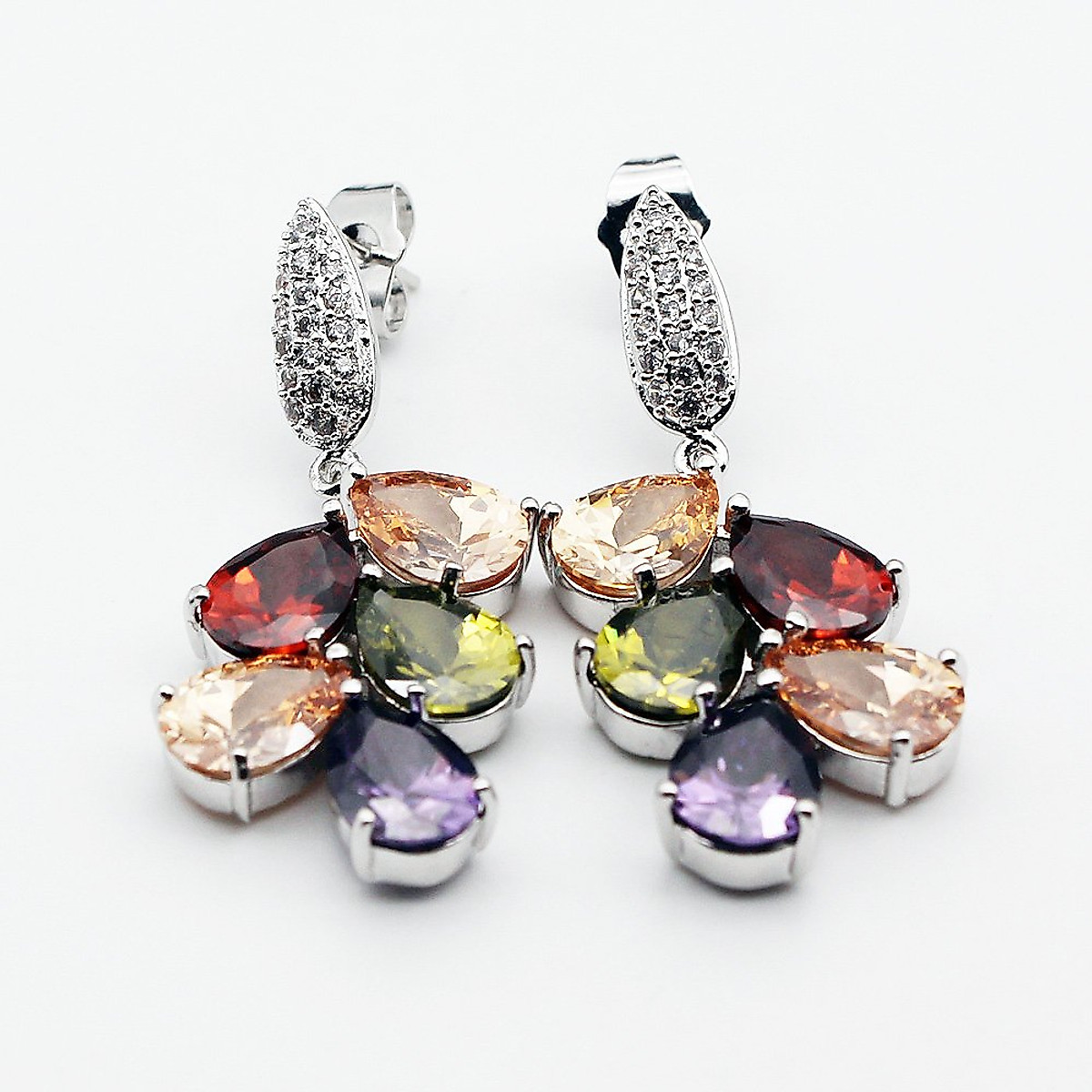 Women's Drop Earrings, Classic Multi Gemstones Dangle Earrings with Amethyst Garnet Ruby Blue Sapphire (Earring)