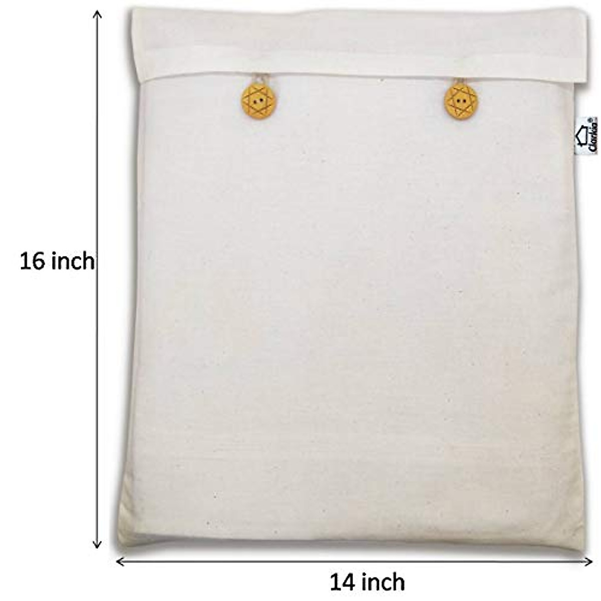 Clarkia Reusable Cotton Saree Cover (Set of 12) for Storage, Wardrobe Organizer Bags (16x14 inch, Beige)