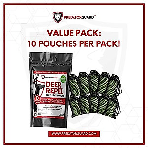 Deer Repel Deer Repellent Plants Pouches - Stop Deer and Rabbits Eating Plants Trees Gardens and Vegetables - 10 Pack Lasts 12 Months - All Natural Ingredients
