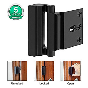 Door Reinforcement Lock ,3" Security Door Lock for Kids,Home Child Proof Door locks Withstand 800 lbs for Inward Swinging Door ,Easy to Install.