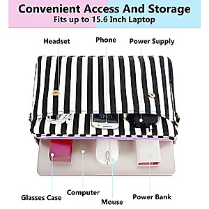 15.6 inch Laptop Tote Bag, Cute Computer Sleeve Case Briefcase with RFID Pocket for Women Teacher Nurse, Lightweight Messenger Carrying Shoulder Handbag, Sister Gift for Office Work Business, Purple