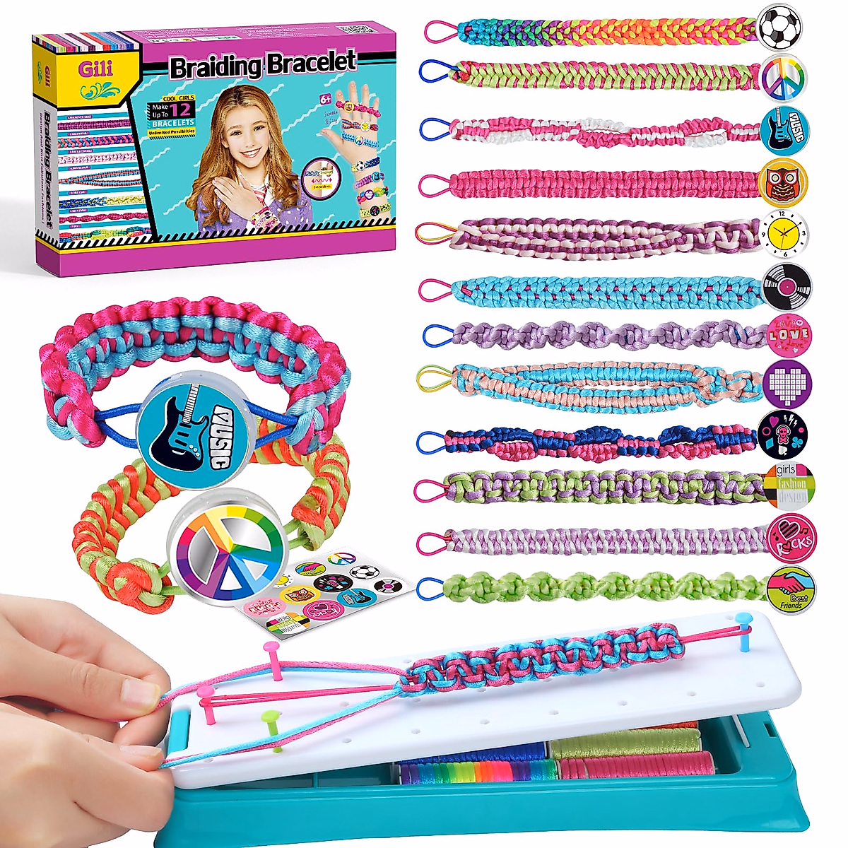 GILI Friendship Bracelet Making Kit for Girls Age 8-12 – DIY Arts and Crafts Toys – Best Christmas Birthday Gifts Ideas for Girls 7 8 9 10 11 Years Old