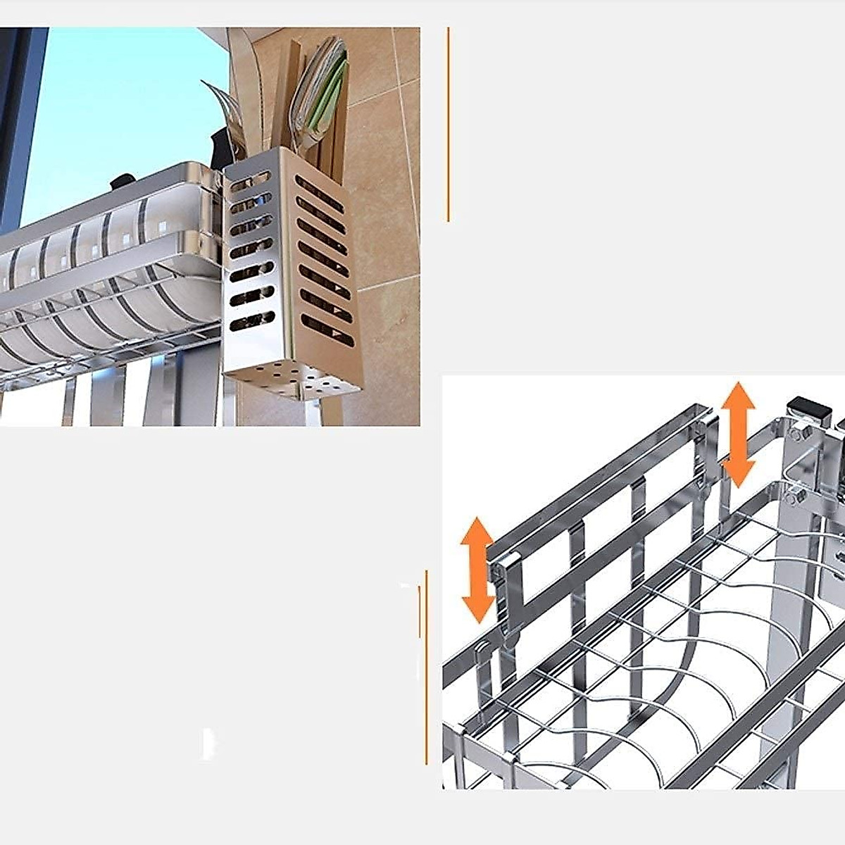 Plate Rack Draining Dish Rack 304 Stainless Steel Dish Drain Rack Kitchen Rack Small Dishware Storage Rack for Kitchen Countertop Pan Plate Holder (Color : A)