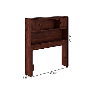 AFI Newport Twin Size Bookcase Headboard with Attachable Charger in Walnut