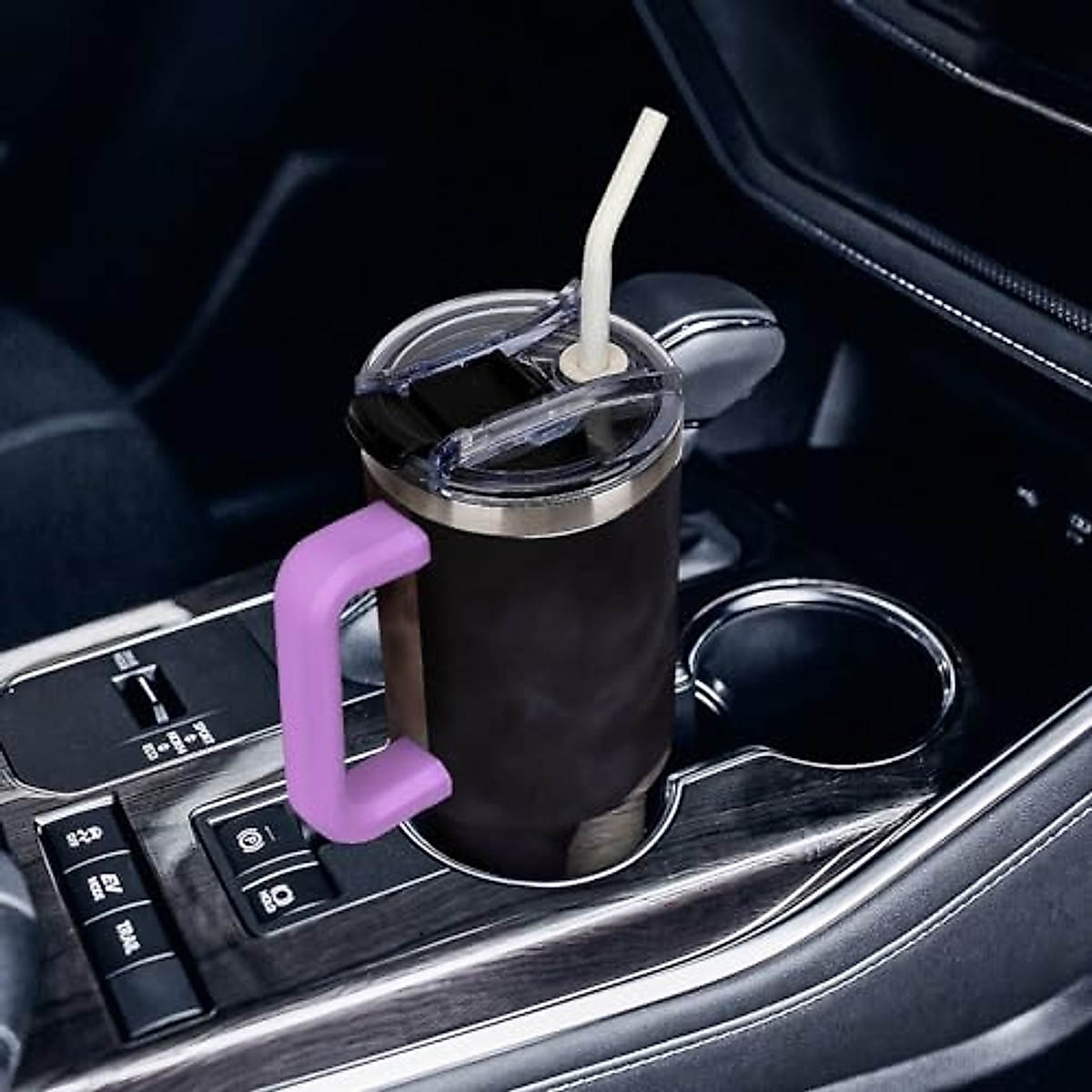 LLUTSNTH 40 Oz Vacuum Tumbler with Violet Handle Leakproof Insulated Tumbler Astronaut Stainless Steel Travel Mug with Lid And Straw Coffee Cup Cute Water Bottles Cup Holder Friendly