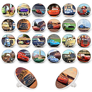 24pcs Cars Cake Toppers Cupcake Ring Decor for Kids Cars Theme Birthday Party Supplies Baking Decorations Party Favors