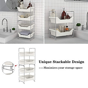kaileyouxiangongsi Spice Racks, Cosmetic Storage Shelf, Bathroom Countertop Organizer, Vanity Tray Cosmetic & Makeup Storage, 2-Tier Stackable Organizer Shelf (Silver)