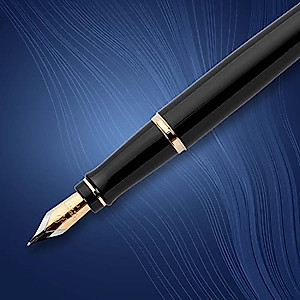 Waterman Expert Fountain Pen | Gloss Black With 23k Gold Trim | Fine Nib | Gift Box