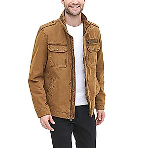 Levi's Men's Washed Cotton Two Pocket Military Jacket (Standard and Big & Tall), Worker Brown, Large