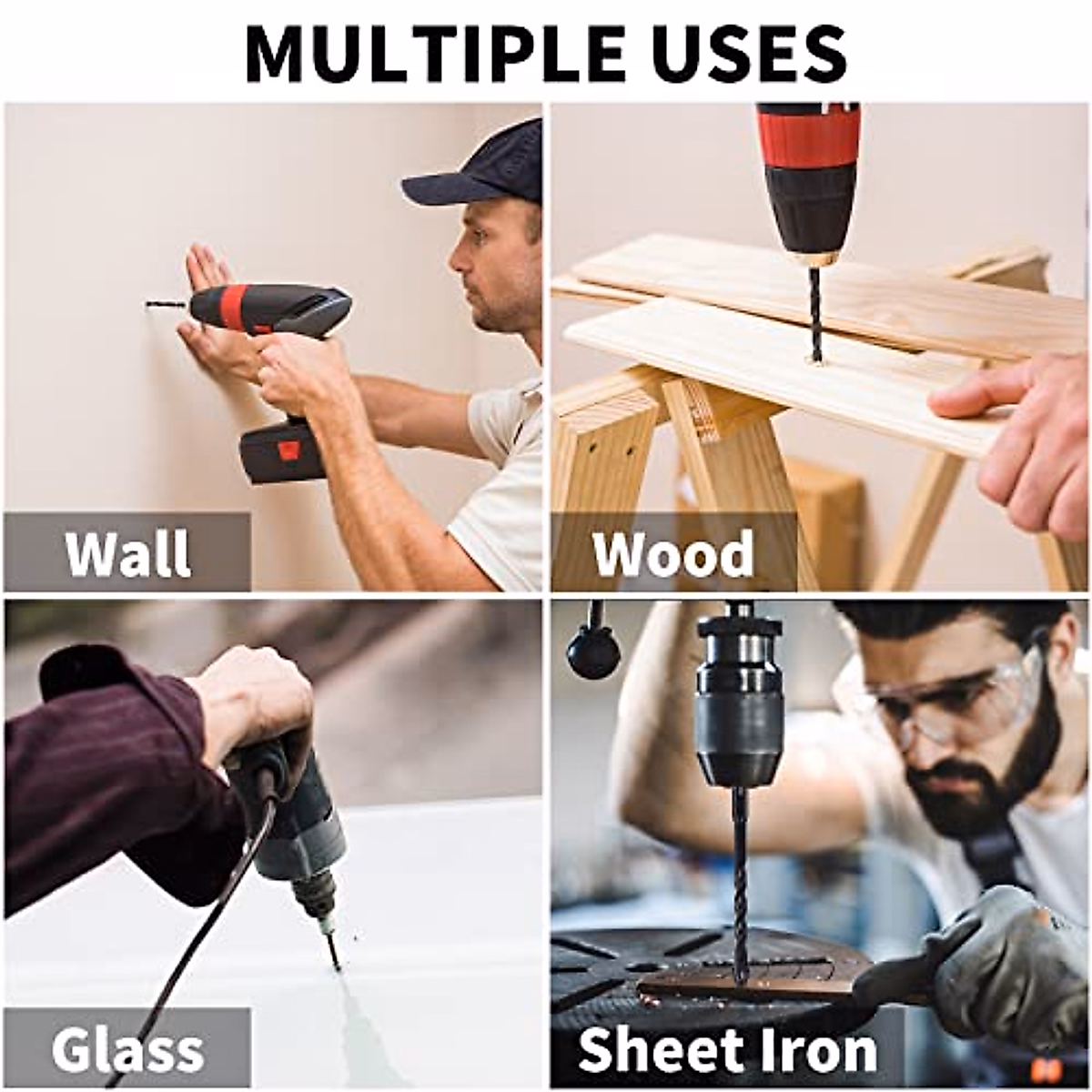 HPHOPE 10Pcs Masonry Drill Bits Set - Concrete Drill Bit Set for Tile, Brick, Glass, Plastic and Wood, Tungsten Carbide Tip Work with Ceramic Tile, Wall Mirror, Paver on Concrete or Brick Wall