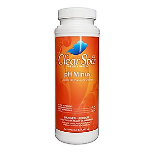 Clear Spa Hot Tub Balancing Chemical Bundle Includes pH Plus, pH Minus, Alkalinity, Calcium, Test Strips, LeisureQuip ScumBoat, and LeisureQuip Hot Tub Care Guide E-Book