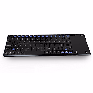 Rii (Newest Version) K12+ Mini Wireless Keyboard with Touchpad Mouse, Stainless Steel Portable Wireless Keyboard with USB Receiver for MacBook/iPad/Tablet/PC/Laptop/Smart TV/Raspberry Pi - Black