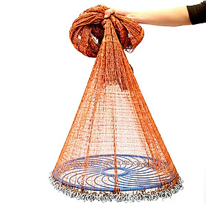 BBGS High Strength Fly Cast Net, Fly Cast Net Fishing Tools, Hand Throw Cast Net, 360cm Fishing Casting Net, for Fishermen Fishing (Size : 6m)