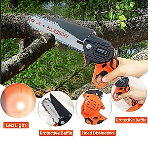 Mini Chainsaw Cordless, 6 Inch 4 Inch Small Chainsaw One-Hand Use Electric Chain Saw with 2x24V Rechargeable Battery, Portable Handheld Chainsaw Battery Powered for Wood Cutting Tree Trimming(Orange)