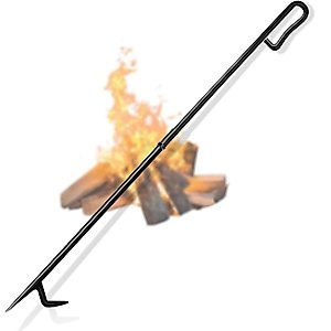 Heavy Duty Fire Poker, 34 Inch Long Fire Poker for Fireplace Fire Pit, 0.4 Inch Thick Solid Steel Campfire Poker, Removable Fire Pit Poker for Fireplace, Camping, Wood Stove, Outdoor and Indoor Use