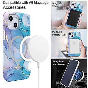Magnetic Case for iPhone 13 Mini 5.4 inch Compatible with MagSafe Charging Soft TPU Bumper Slim Shockproof Protective Cute Cover for iPhone 13 Mini with Screen Protector (Pastel Green Marble)