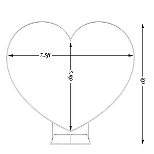 LANGXUN Large Size Metal Balloon Arch Kit, Wedding Heart Arch Stand, Love Balloon Column Arch Frame for Wedding, Bridal, Valentine's Day, Engagement and Birthday Party Supplies (Heart White)